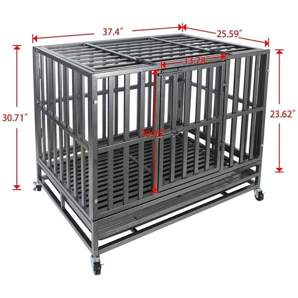 confote Heavy-Duty Strong Metal Dog Crate Cage - Indoor Outdoor Kennel ...