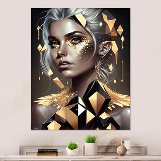 Designart "Radiating Golden Woman I" Modern Woman Metal Wall Art - Bed ...