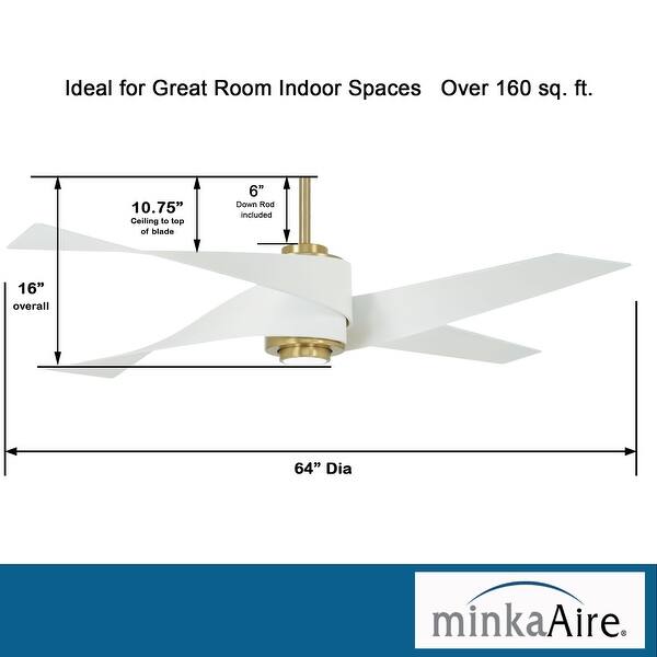 Minka Aire Artemis IV Soft Brass 4 Blade 64 Inch LED Ceiling Fan - Bed ...