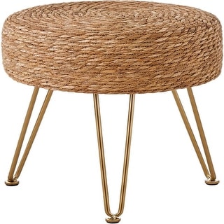 Hand Weave Ottoman with Metal Legs - Bed Bath & Beyond - 39688503