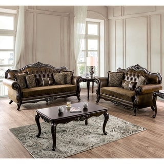 Furniture of America Beatrice Traditional 2-Piece Formal Brown Tufted ...