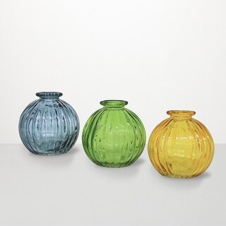 Sullivans Mini Textured Glass Ball Vases Set of 3, 3.5"H Multicolored ...