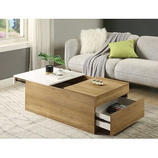 Cicero Oak and White Coffee Table with Hidden Compartments - Bed Bath ...