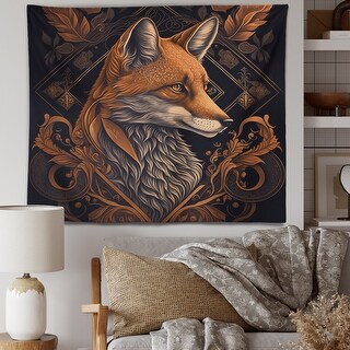 Designart 'Retro Graphic Fox I' Animals Fox Wall Tapestry - Bed Bath ...