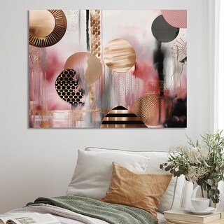 Designart "Pink Gold Lines Scenery Ii" Modern Shapes Transitional ...