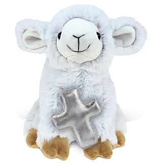 DolliBu Cute Squat Sheep Stuffed Animal with Silver Cross Plush - 9.5 ...