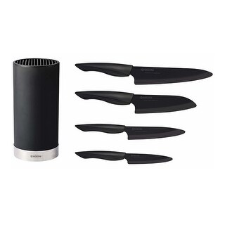 Kyocera 5-Piece Ceramic Knife Block Set (Black Blade/ Handle) - Bed ...