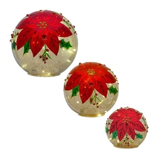 Set of 3 LED Lighted Poinsettia Snow Globes 7" - Bed Bath & Beyond ...