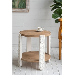 Two-Tier Round Wooden Side Table with Distressed Legs - Bed Bath ...