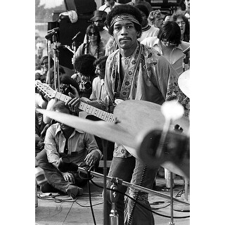 Jimi Hendrix Performing on Stage for Large Crowd Photo Print - Bed Bath ...