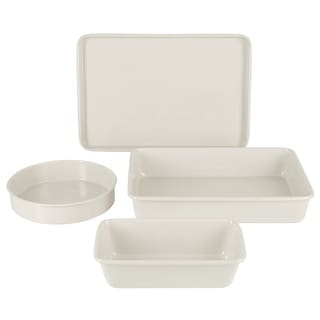 Color Bake 4 Piece Nonstick Carbon Steel Bakeware Set in Linen - White ...