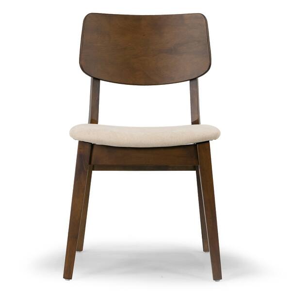 Set of 2 Astin Dark Brown Wood Chair with Beige Fabric Seat - Bed Bath ...