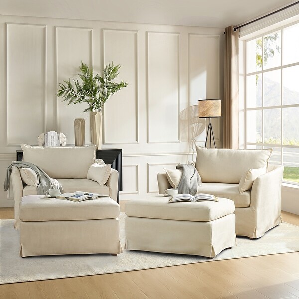 White slipcovered armchair store