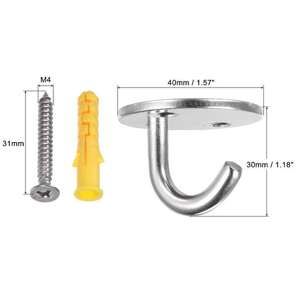 Ceiling Hooks 304 Stainless Steel 40mm for Hanging Plants 4Pcs - Silver ...