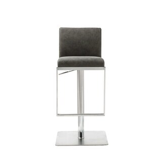 Sleek Dark Gray Faux Leather Adjustable Bar Stool - Bed Bath & Beyond ...