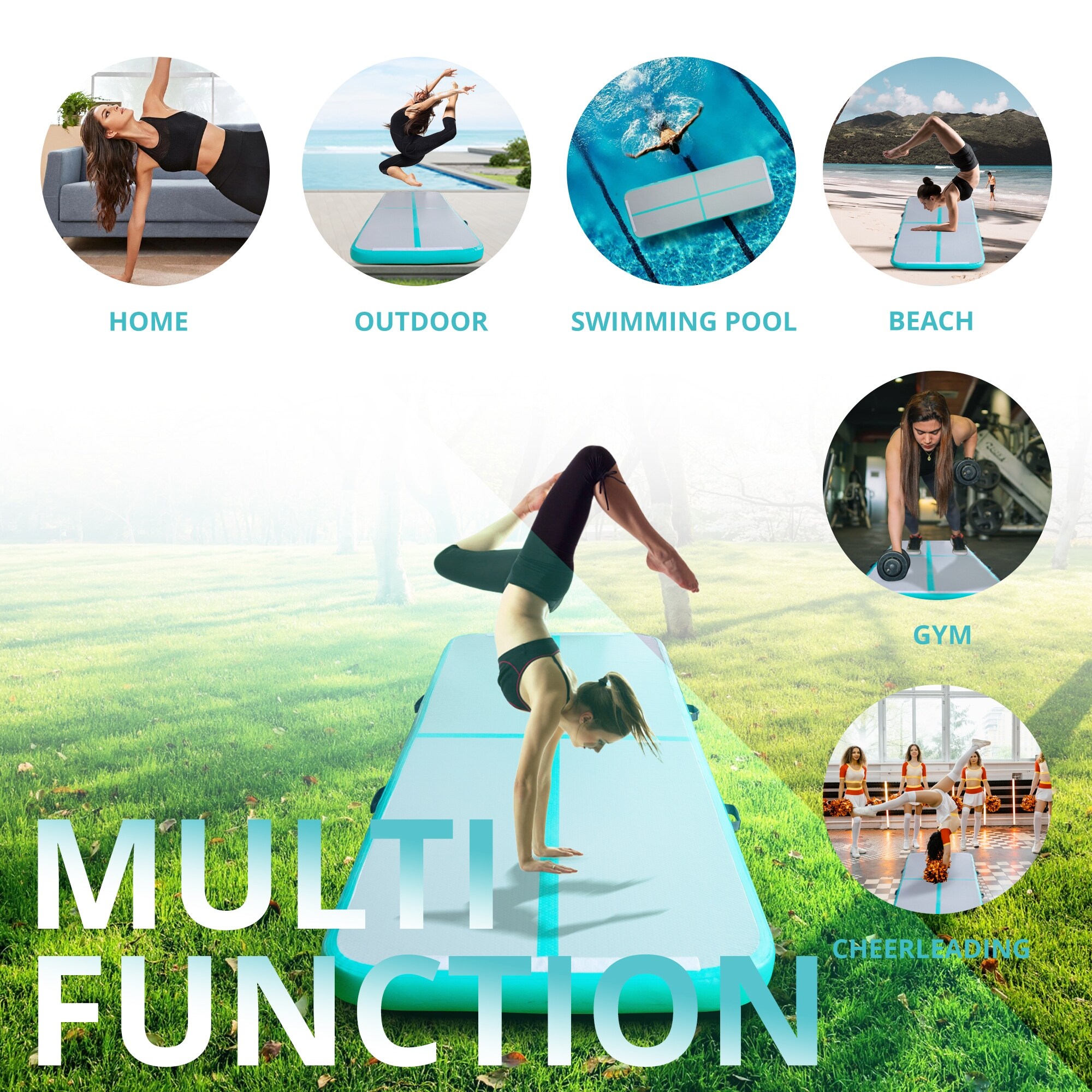 Tumble Track 10ft Inflatable Gymnastics Mat - 4 Inch Thick Tumbling Mat ...