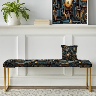 Steampunk Industrial Gold And Teal Geometric - Geometric Upholstered ...
