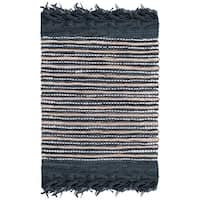 SAFAVIEH Handmade Vintage Boho Leather Zhanna Modern Stripe Leather Rug ...