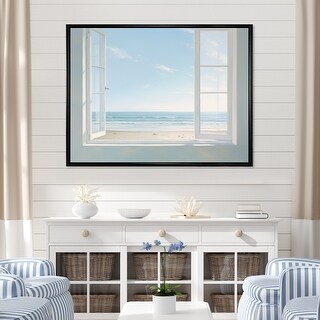 Designart "Coastal Windows Horizon II" Coastal Windows Framed Wall Art ...