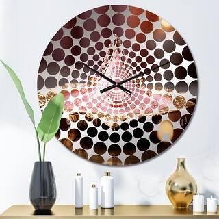 Designart "Liquid Art Pink Gold Glam Effervescence I" Gold Glam Clocks ...