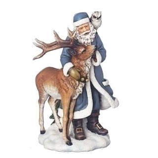 9.25" Standing Santa with Reindeer Christmas Tabletop Figurine - Bed ...