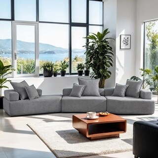 Oversized Modular Sectional Sofa, 3 PC Free Combination, Grey - Bed ...