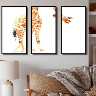 Designart "Portrait Of A Giraffe On White" Traditional Framed Art ...