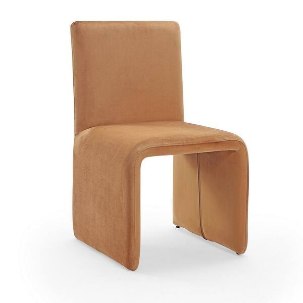 Winny 20 Inch Dining Chair, Waterfall Seat, Velvet Upholstery, Brown ...