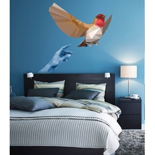 Hummingbird and Human Hand Polygonal Wall decal, Hummingbird Polygon ...