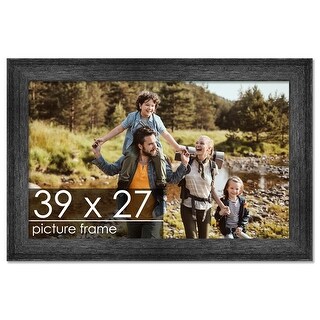 39x27 Distressed/Aged Black Wood Picture Frame - UV Acrylic, Foam Board ...