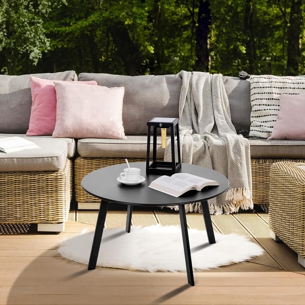 Patio Side Tables for Outside, Small End Table Accent Table Metal Round ...