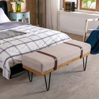 Upholstered Rectangle Bench with Metal Legs - Bed Bath & Beyond - 39620649