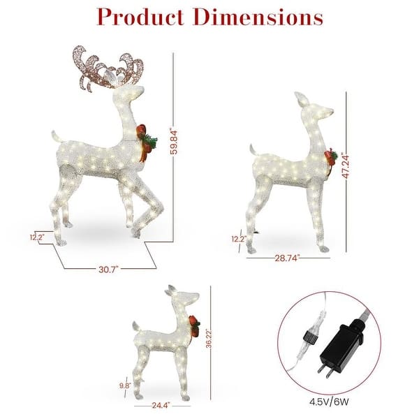 Grondin 3-Piece LED Lighed Christmas Deer Family Set Outdoor Holiday ...