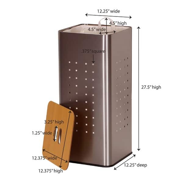 Household Essentials Square Metal Laundry Hamper -Removable Liner Bag ...