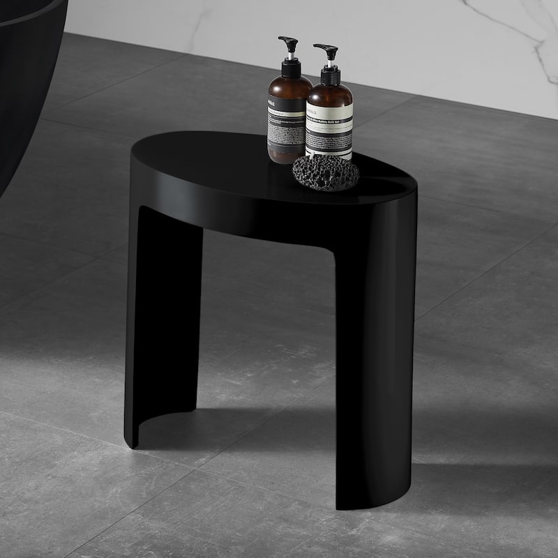 Black Matte Arched Solid Surface Resin Bathroom / Shower Stool ...