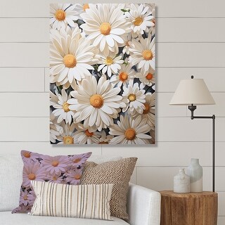 Designart "White And Gold Daisy Blooming Elegance" Daisies Wall Art ...