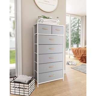 7 Drawers Dresser, Tall Dresser Vertical Storage Tower with Wooden ...