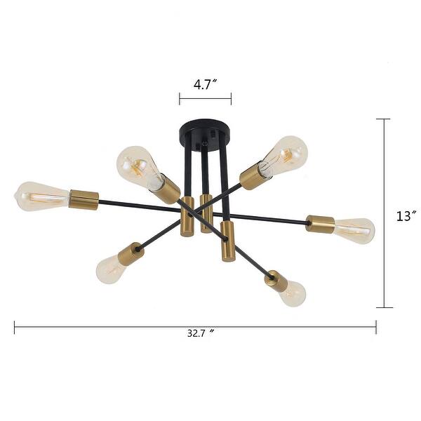6-Light Modern Sputnik Linear Black Semi Flush Light - Bed Bath ...