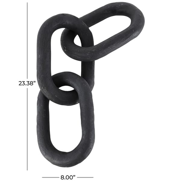 Black Wood Distressed Matte 3 Link Chain Decorative Sculpture - Bed ...
