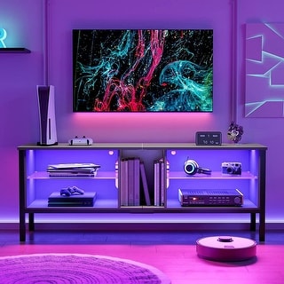 Modern TV Stand for TVs up to 70" 20 Color LED Entertainment Center ...