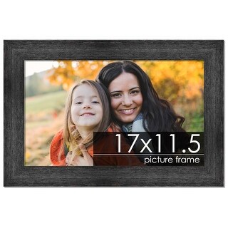 17x11.5 Distressed/Aged Black Wood Picture Frame - UV Acrylic, Foam ...