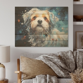 Designart "Blue Shih Tzu Serenity" Dog Wood Wall Decor - Modern Blue ...