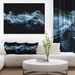 Designart "Blue Smoke in Black" Abstract Digital Art Canvas Print - Bed ...