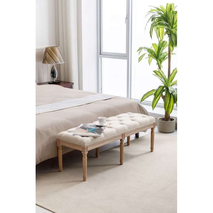 Modern Sturdy Ottoman Tufted Makeup Bench Living Room Bedroom Entrance ...