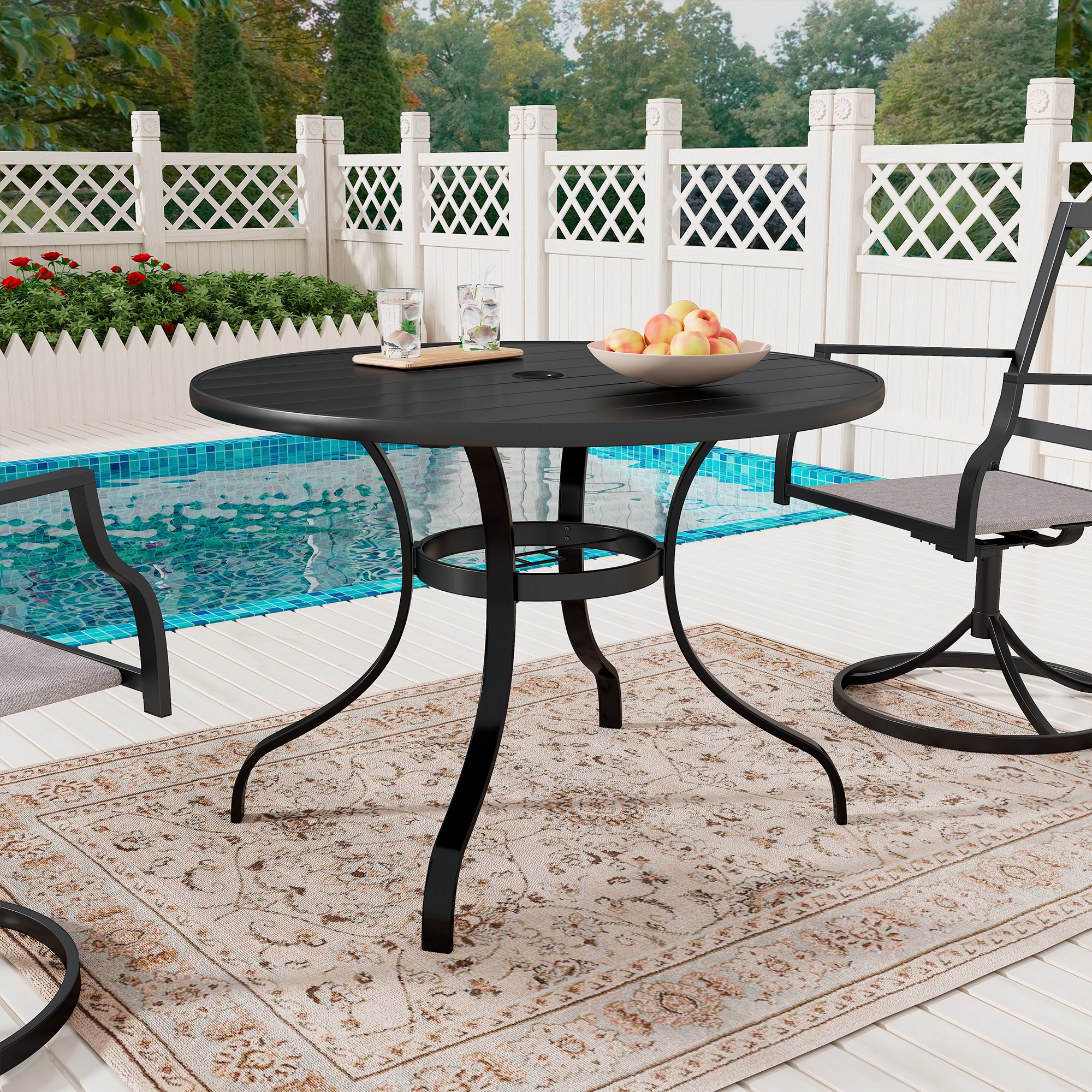 Steel round patio table store