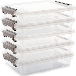 5 PCS Plastic Storage Bins with Lids Portable - Bed Bath & Beyond ...