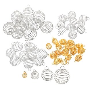 Spiral Bead Cages Pendant, 60Pcs Spring Stone Holder Silver Tone, Gold ...