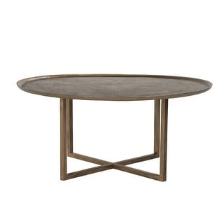 Rexi 40 Inch Aluminum Coffee Table, Round Tray Top, Bronze - Bed Bath ...