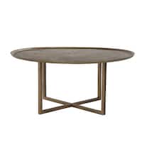 Rexi 40 Inch Aluminum Coffee Table, Round Tray Top, Bronze - On Sale ...