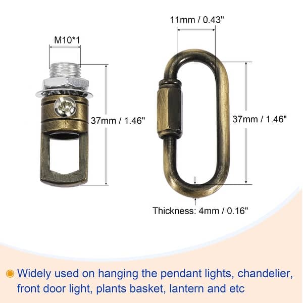 Pendant Light Fixture Chain 24" Long with Chain Connectors Hook Rings ...